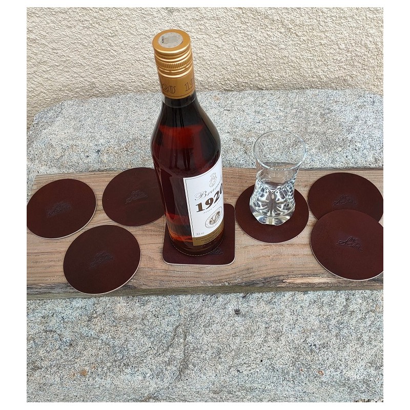 Dessous de verres et dessous de bouteille en cuir